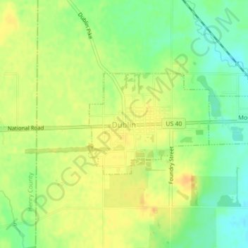 Dublin topographic map, elevation, terrain