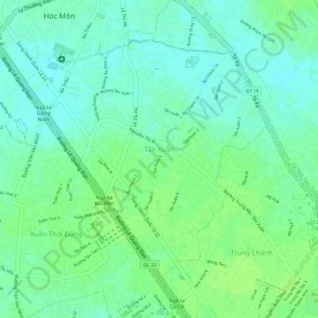Tan Xuan Commune topographic map, elevation, terrain