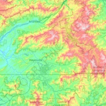 Clay County topographic map, elevation, terrain