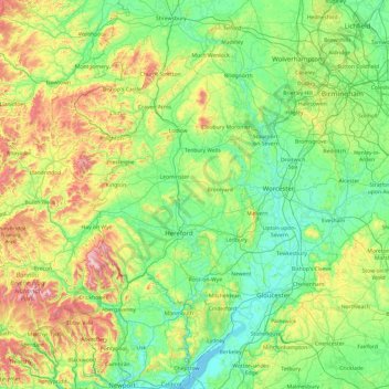 River Severn topographic map, elevation, terrain