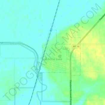 Medicine Lake topographic map, elevation, terrain