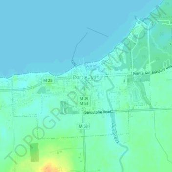 Port Austin topographic map, elevation, terrain
