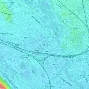 Riverside topographic map, elevation, terrain