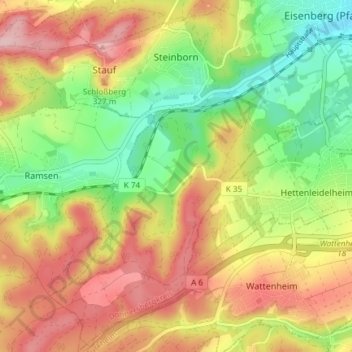 Steinborn topographic map, elevation, terrain