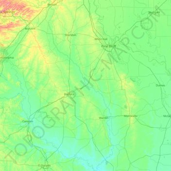 Saline River topographic map, elevation, terrain