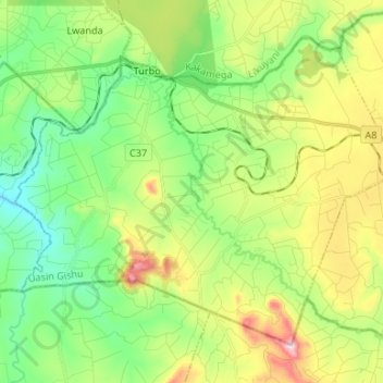Tapsagoi ward topographic map, elevation, terrain