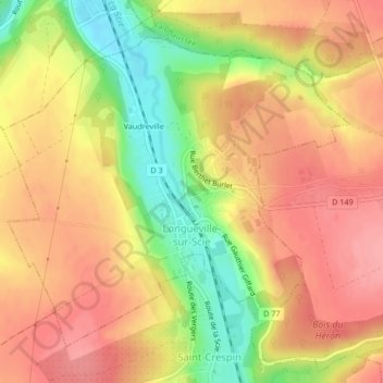Longueville-sur-Scie topographic map, elevation, terrain