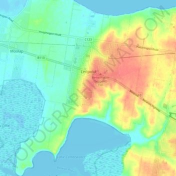 Leopold topographic map, elevation, terrain
