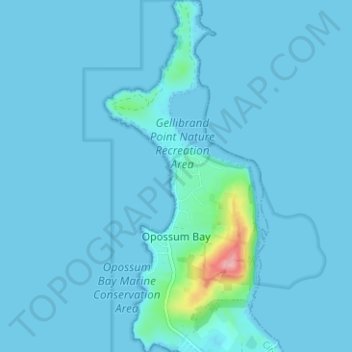 Opossum Bay topographic map, elevation, terrain