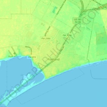 Portland topographic map, elevation, terrain