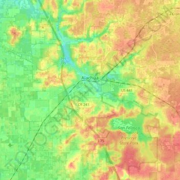 Alachua topographic map, elevation, terrain