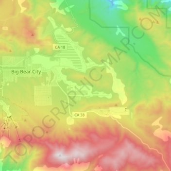 Big Bear City topographic map, elevation, terrain