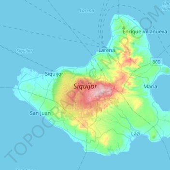 Siquijor topographic map, elevation, terrain