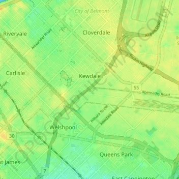 Kewdale topographic map, elevation, terrain