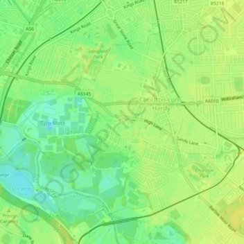 Chorlton topographic map, elevation, terrain
