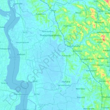 Vaikom topographic map, elevation, terrain