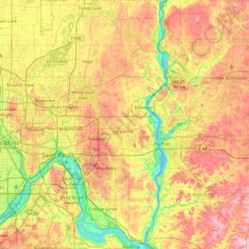 Washington County topographic map, elevation, terrain