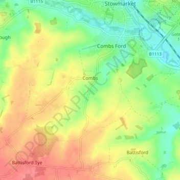 Combs topographic map, elevation, terrain