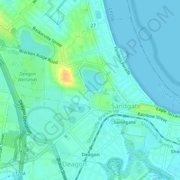Sandgate topographic map, elevation, terrain