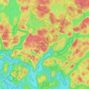 Repovesi National Park topographic map, elevation, terrain