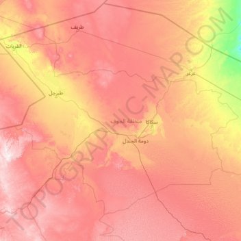 Al Jawf Region topographic map, elevation, terrain