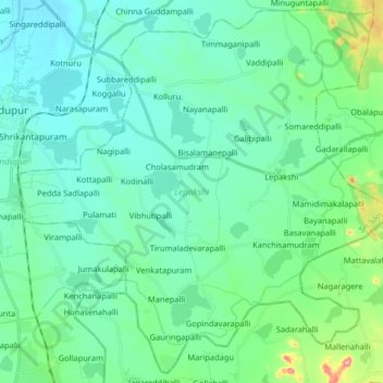 Lepakshi topographic map, elevation, terrain