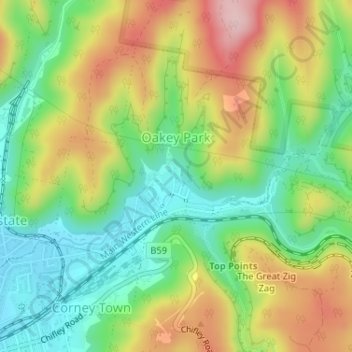 Oakey Park topographic map, elevation, terrain