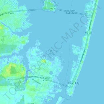 Isle of Wight Bay topographic map, elevation, terrain