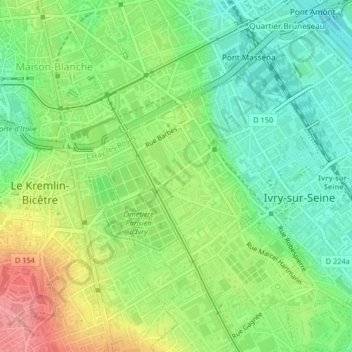 Petit-Ivry topographic map, elevation, terrain