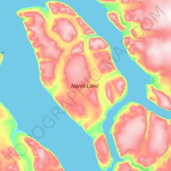 Nares Land topographic map, elevation, terrain