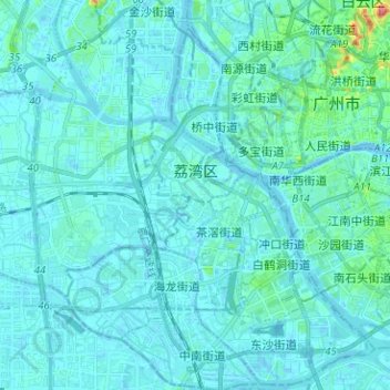 Liwan District topographic map, elevation, terrain