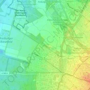Rieselfeld topographic map, elevation, terrain