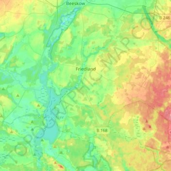 Friedland topographic map, elevation, terrain
