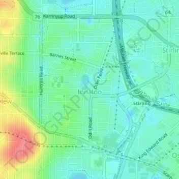 Innaloo topographic map, elevation, terrain