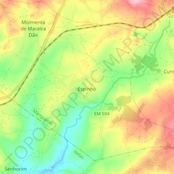 Espinho topographic map, elevation, terrain