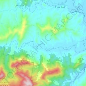 Eungella topographic map, elevation, terrain