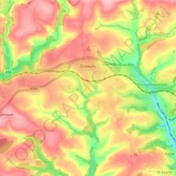 Dobwalls topographic map, elevation, terrain