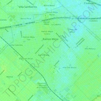 Ramos Mejía topographic map, elevation, terrain