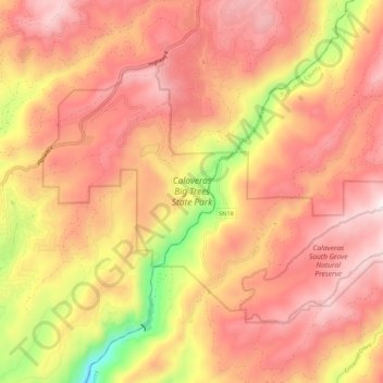 Calaveras Big Trees State Park topographic map, elevation, terrain