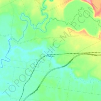 Cudgee topographic map, elevation, terrain