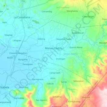 Moises Padilla topographic map, elevation, terrain