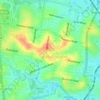 Wavell Heights topographic map, elevation, terrain