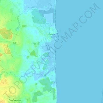 Damp topographic map, elevation, terrain
