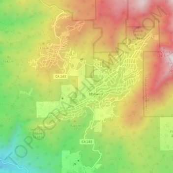 Idyllwild-Pine Cove topographic map, elevation, terrain