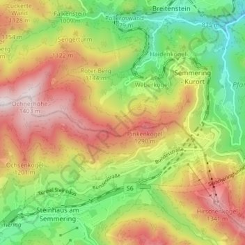 Semmering topographic map, elevation, terrain