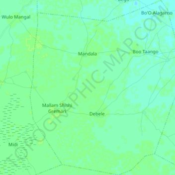 Mandala topographic map, elevation, terrain
