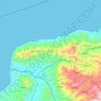 Liquiçá topographic map, elevation, terrain