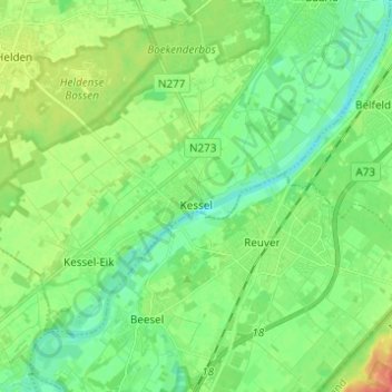 Kessel topographic map, elevation, terrain