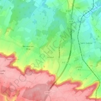 Auteuil topographic map, elevation, terrain