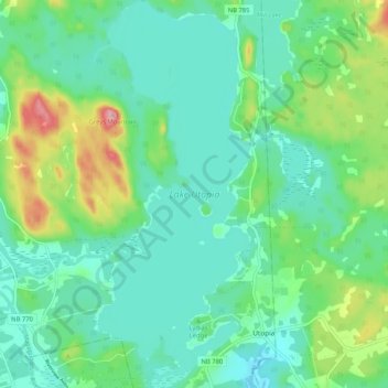Lake Utopia topographic map, elevation, terrain